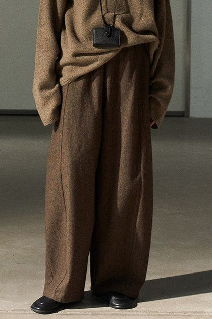 Wool blend wide leg curved pants – Polyphonie